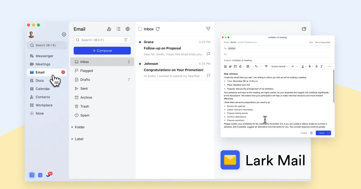 Tăng tốc độ làm việc với hộp thư thông minh Lark Mail